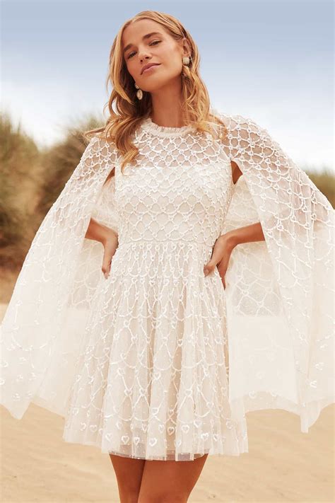 Heart Lattice Micro Mini Dress Cream Needle And Thread