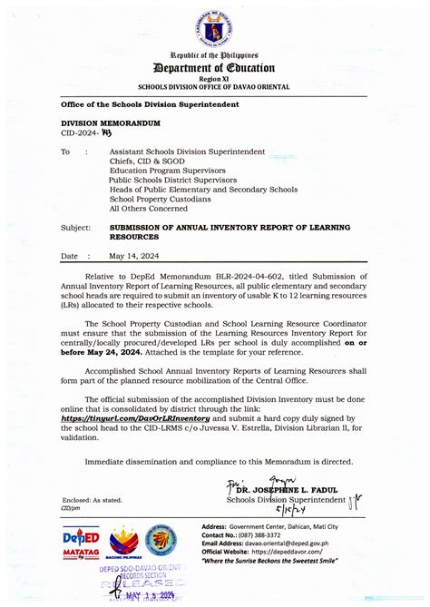 𝐃𝐈𝐕𝐈𝐒𝐈𝐎𝐍 𝐌𝐄𝐌𝐎 Deped Schools Division Of Davao Oriental