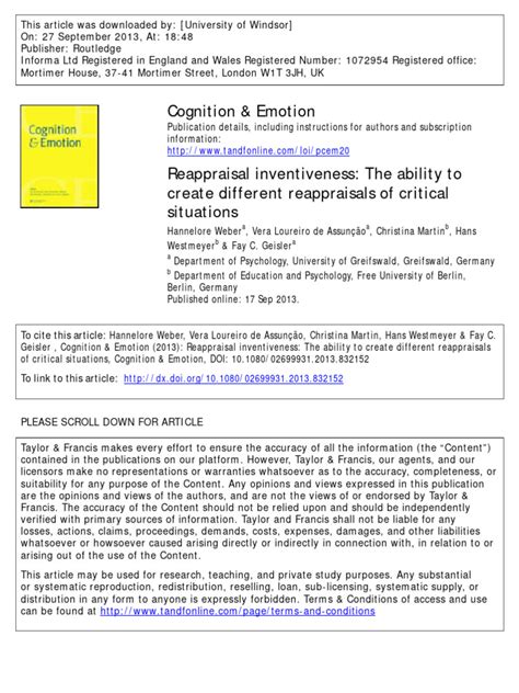 Weber Et Al 2014 Pdf Thought Creativity