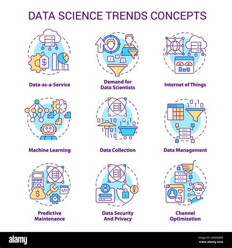 Data Science Trends Concept Icons Set Stock Vector Image And Art Alamy