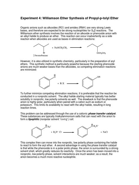 Williamson Ether Ether Chemical Reactions