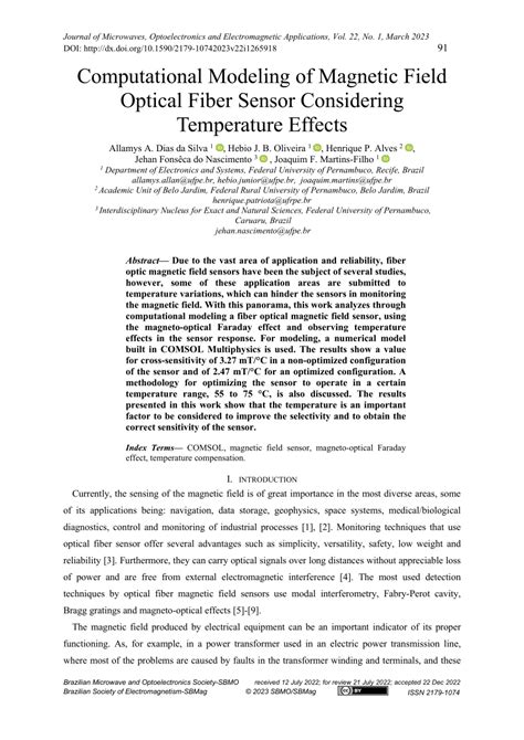 Pdf Computational Modeling Of Magnetic Field Optical Fiber Sensor