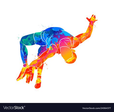 Abstract Athlete Jumps In Height From Splash Vector Image