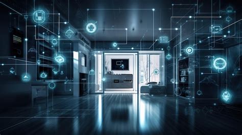 티비와 티비가 있는 방과 스마트워치가 있는 파란색 스크린이 있는 방 프리미엄 사진