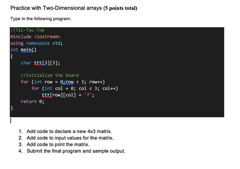 Solved Practice With Two Dimensional Arrays 5 Points Total