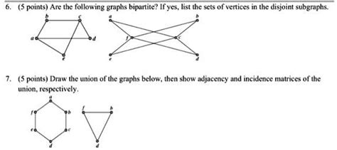 solved 6 5 points are the following graphs bipartite if yes list