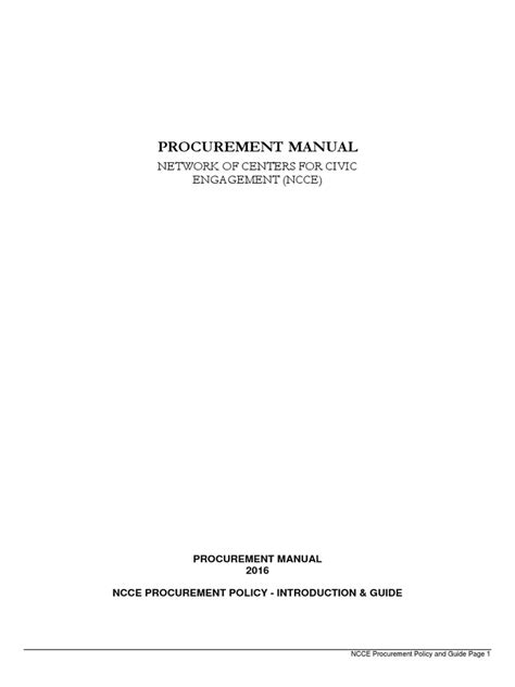 Procurement Manual Network Of Centers For Civic Engagement Ncce