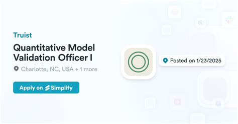 Quantitative Model Validation Officer I Truist Simplify Jobs