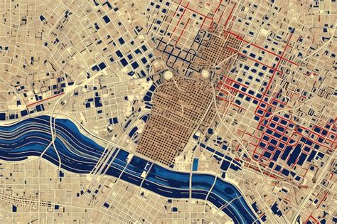 premium ai image birds eye view abstract map of city extreme closeup