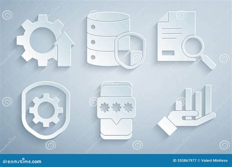 Set Mobile And Password Document With Search Shield Settings Gear