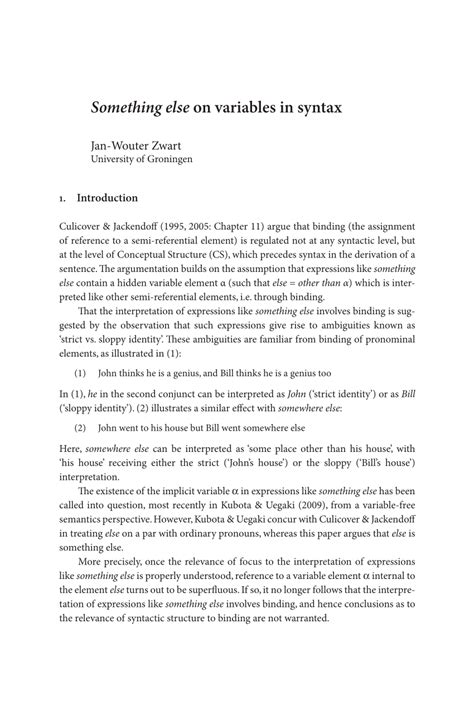 Pdf Something Else On Variables In Syntax