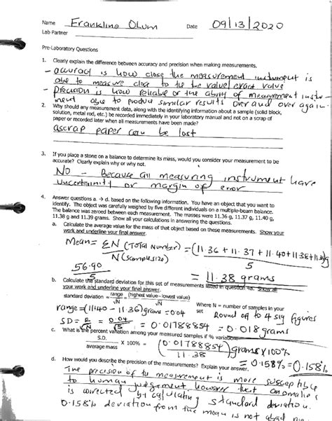 Chem 1010 Lab 3 Report CHEM 1010 Studocu