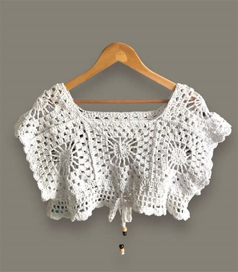 Granny Square Boho Top Women Crochet Top T Granny Square Crop Top