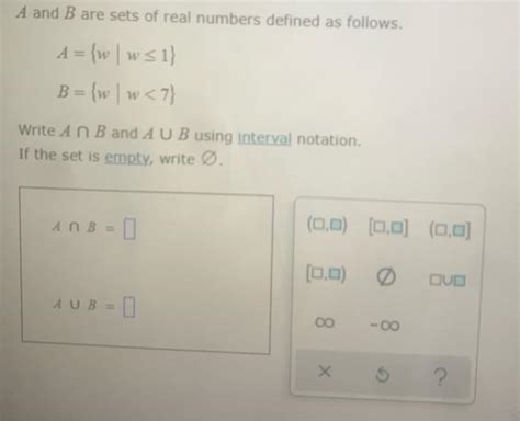 Solved A and B are sets of real numbers defined as follows. | Chegg.com