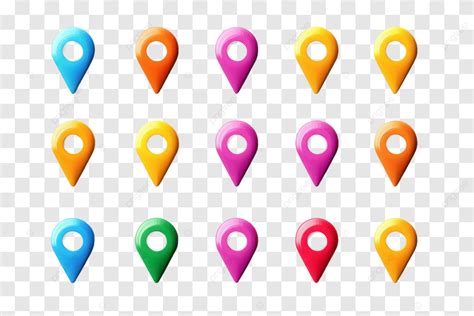 Map Pointer Pin Isolated On White Background Red Location Icon Set 3d