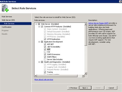 kb239867 missing web server feature application developmentasp error message is received
