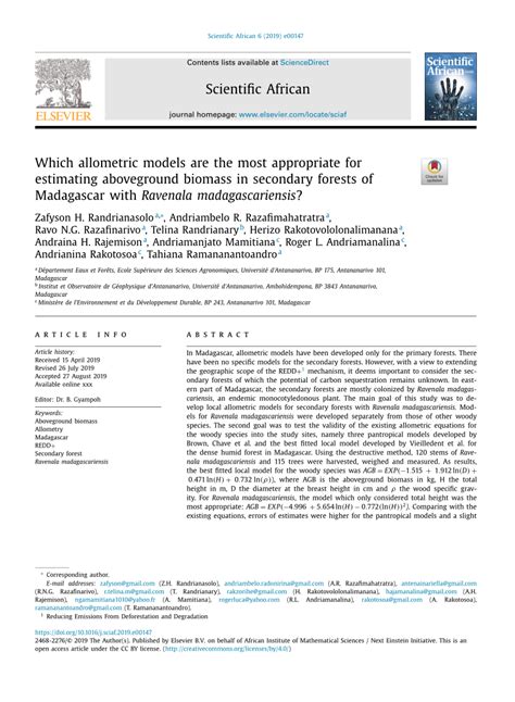Pdf Which Allometric Models Are The Most Appropriate For Estimating Aboveground Biomass In