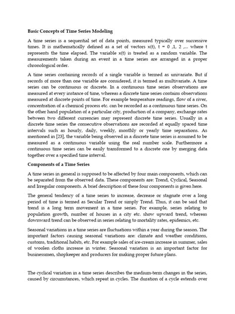 basic concepts of time series modeling notes pdf time series