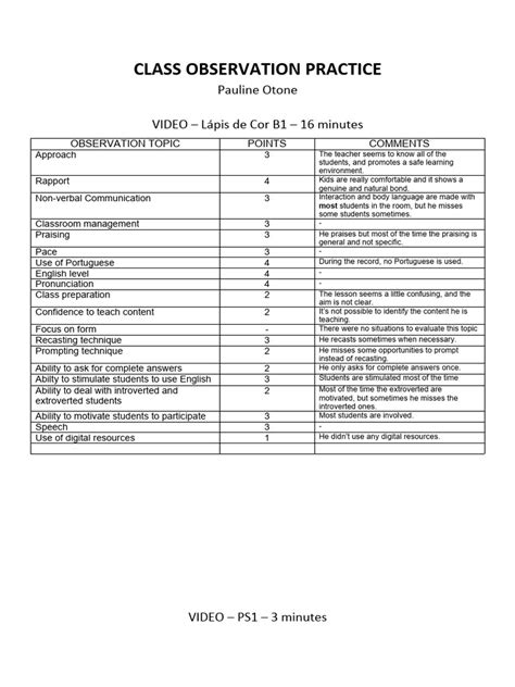 class observation pdf extraversion and introversion classroom