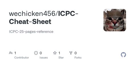 GitHub Wechicken456 ICPC Cheat Sheet ICPC 25 Pages Reference