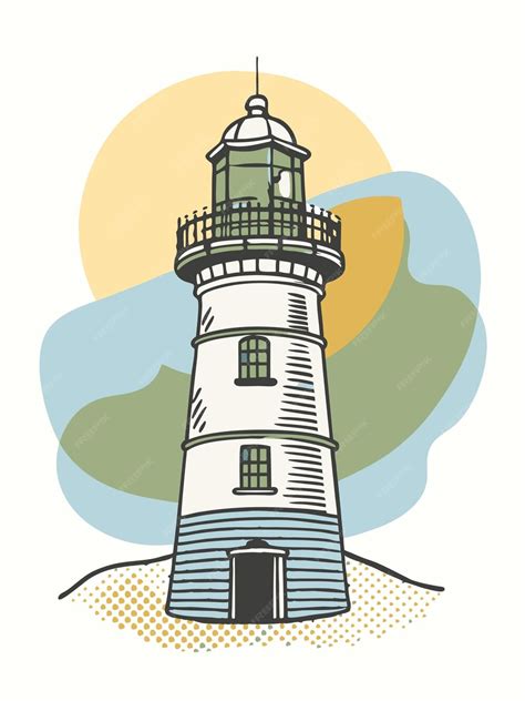 Lighthouses With Vintage Nautical Compasses And Sea Ship Helm Vector