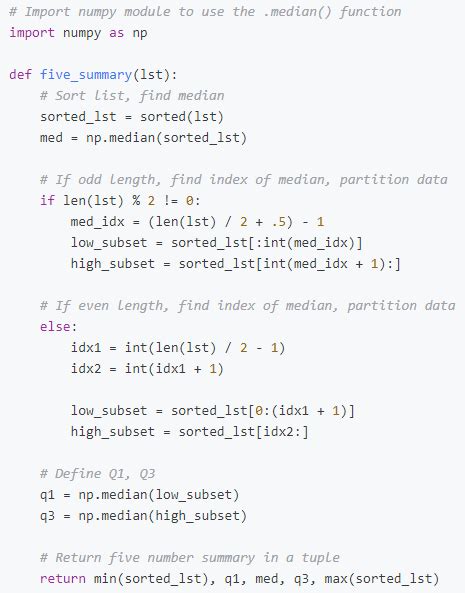 Solved Here We Use Python To Find The Number Summary I Chegg Com