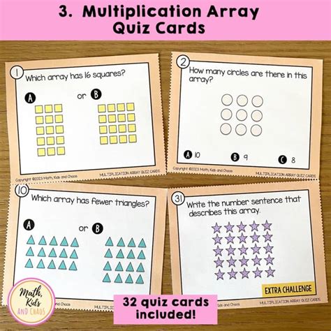 Multiplication Arrays Bundle Real Life Arrays Math Craft And Quiz Cards