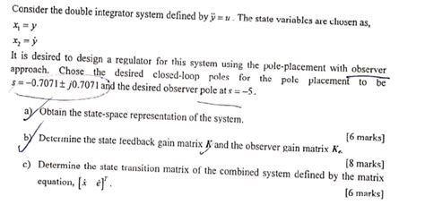 Solved Consider The Double Integrator System Defined By J