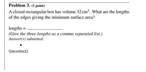 Solved Problem 3 1 Point A Closed Rectangular Box Has