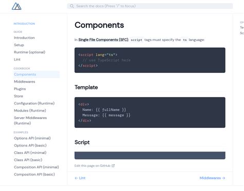 Issue On Documentation Site Components Page · Issue 495 · Nuxt