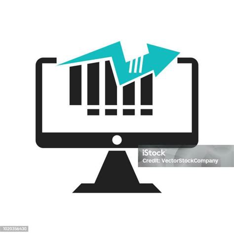 Tanda Dan Simbol Vektor Ikon Monitor Analytics Terisolasi Pada Latar