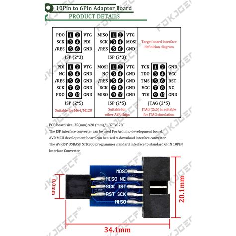 10pin to 6pin convert to standard 10 pin to 6 pin adapter board for