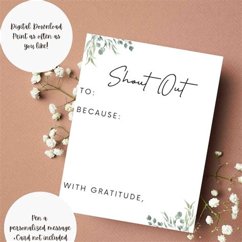 Employee Recognition Shout Out Cards - Etsy