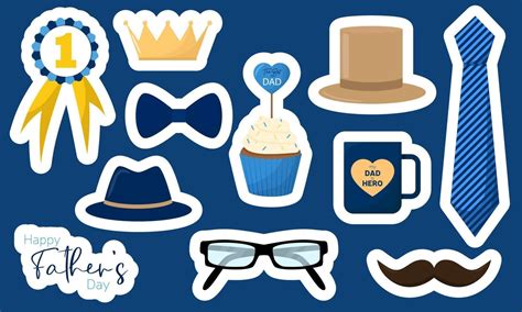 Set Of Stickers For Happy Fathers Day Clip Art For Father Day Hat