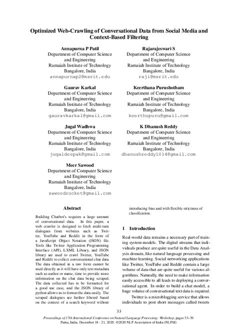 pdf optimized web crawling of conversational data from social media