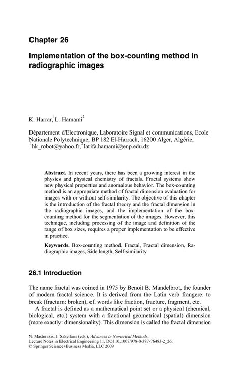 pdf implementation of the box counting method in radiographic images