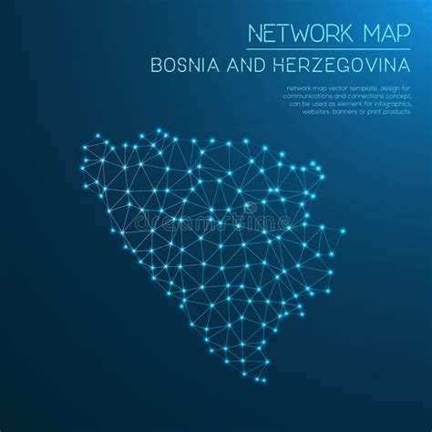 Bosnia And Herzegovina Network Map Stock Vector Illustration Of