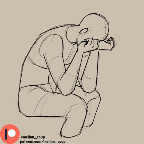 Sad Crouching Pose Reference