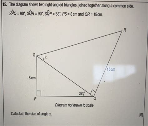 Solved The Diagram Shows Two Right Angled Triangles Joined Together Along A Common Side