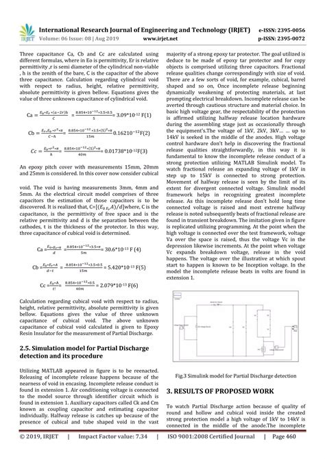 Irjet Partial Discharge Investigation Of Insulators Using Simulation Pdf Physics Science