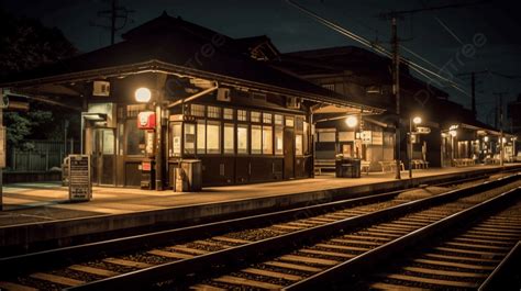 Small Train Station At Night Background Ashizuri At Nakamura Station Kochi Hd Photography