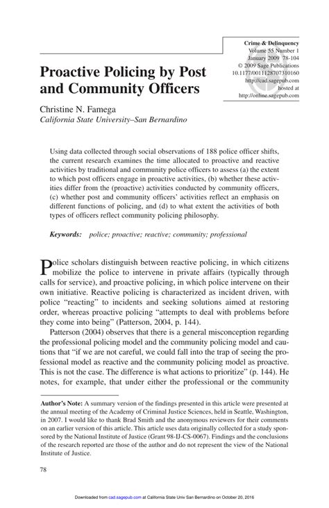 Pdf Proactive Policing By Post And Community Officers