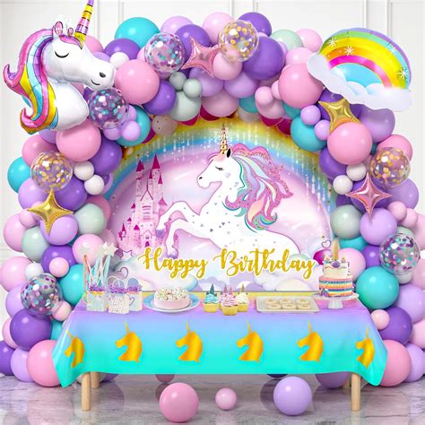 Winrayk 144pcs Purple Unicorn Party Decorations Birthday