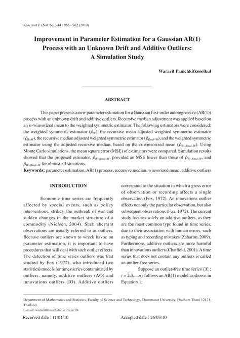 pdf improvement in parameter estimation for a gaussian ar 1 process