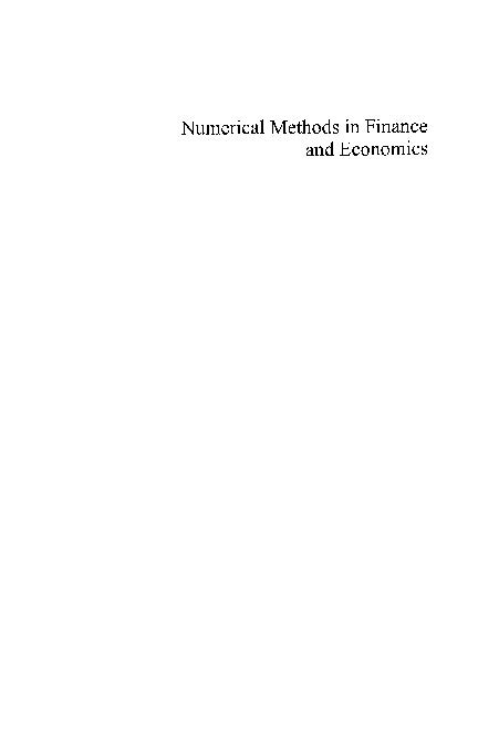 Numerical Methods In Finance And Economics A Matlabbased Introduction