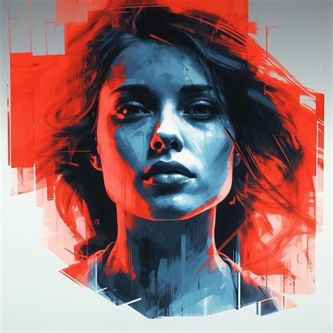 Premium Photo Red Cyanotype Photo Process Minimalist Female Character Design Character