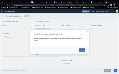 Mysql Unable To Create Connection Invalid Connection Details Please Verify You Have Entered