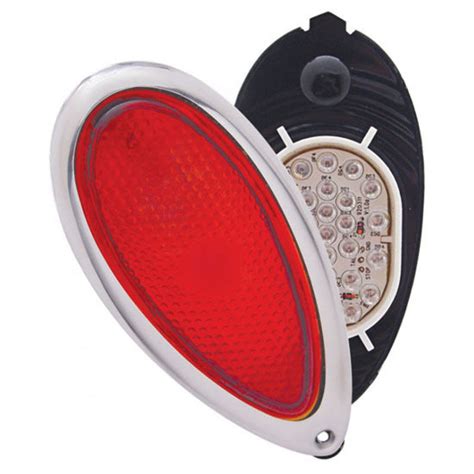 1938 39 Ford Teardrop Led Tail Light Assembly With Glass Lens Pirate Mfg
