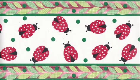 Ladybug Red Green Wallpaper Border 7 Inches X 5 Yards Tercor