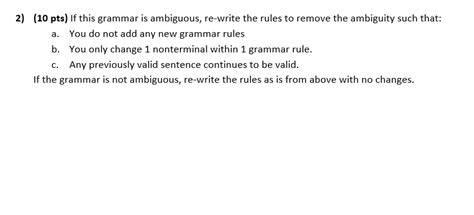 solved for the following bnf grammar rules answer the